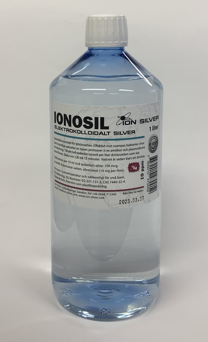 Ionosil Kolloid Sølv (sølvvand), 1 liter - HURTIG LEVERING - Q Living Aps